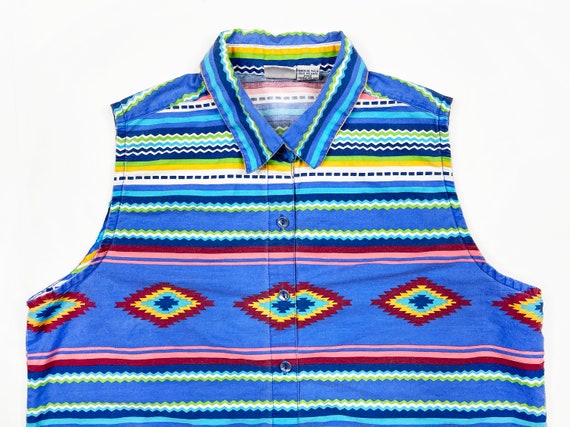 Vintage Southwestern Vest 90s Aztec Tribal Western Co… - Gem