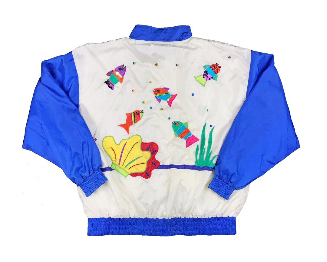 Vintage Fish Windbreaker 90s Jacket Saks Fifth R3 - Etsy