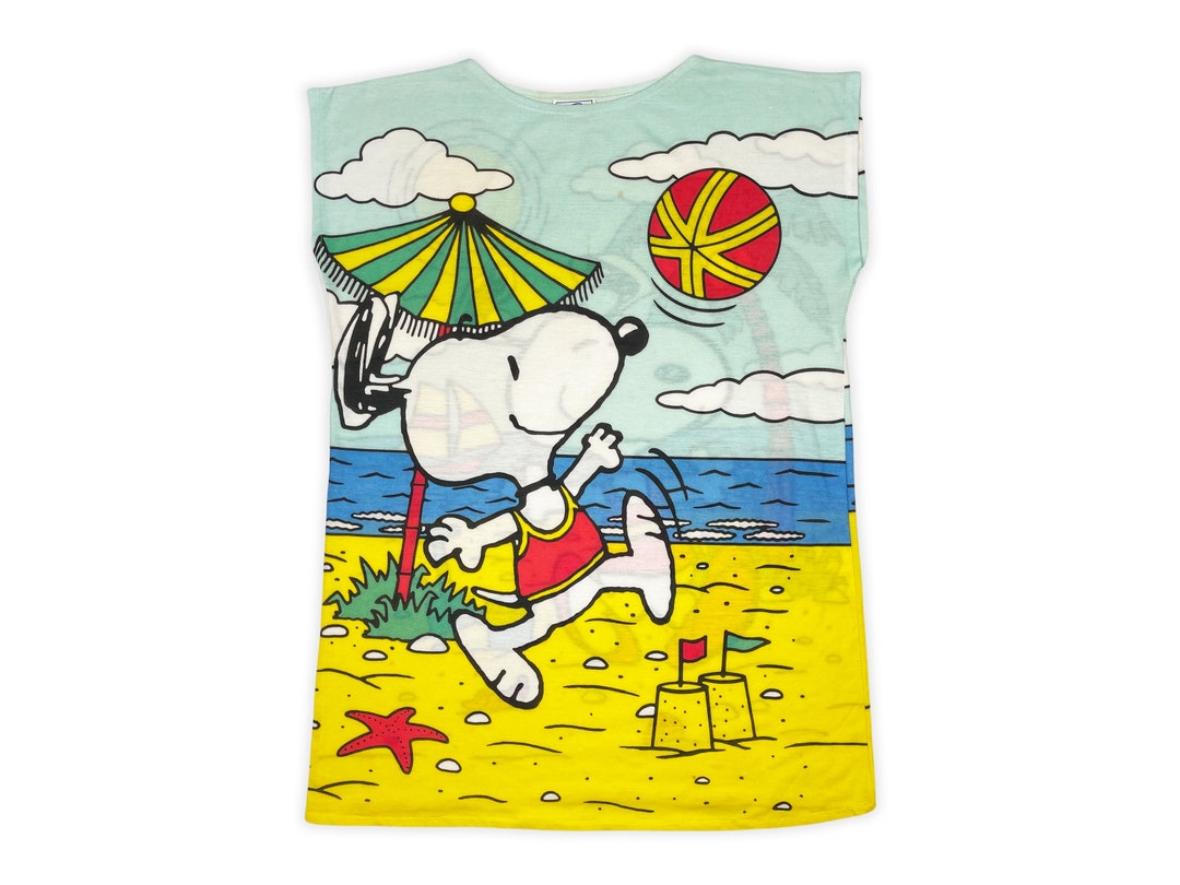 Vintage Snoopy Beach Shirt Disney 80s Muscle Shirt All Over Print Sleep ...