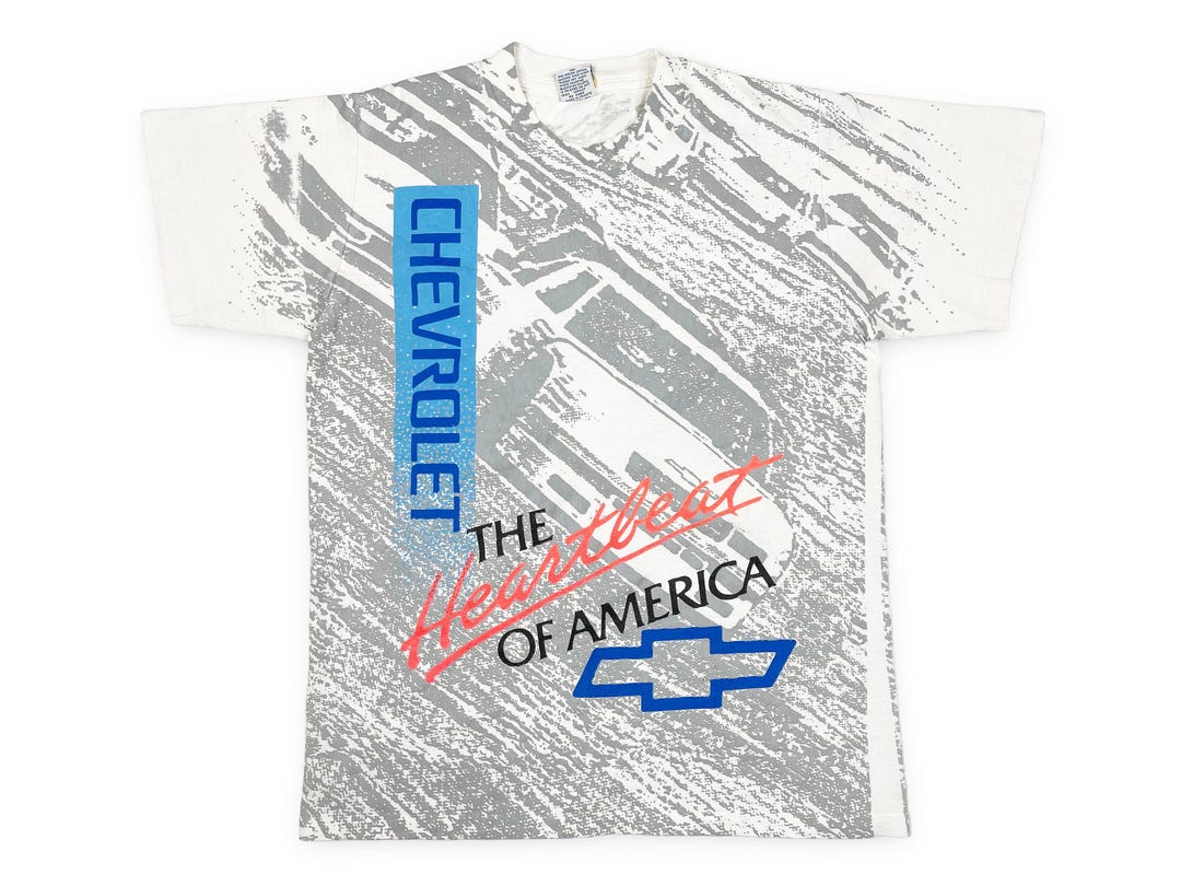 Vintage Chevy Racing Shirt 90s All Over Print Chevrolet the Heartbeat ...