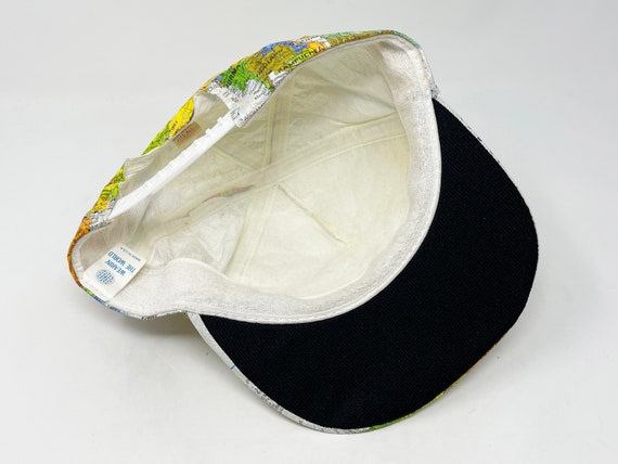 Vintage World Map Hat 90s Tyvek Snapback Cap Kurt Cob… - Gem