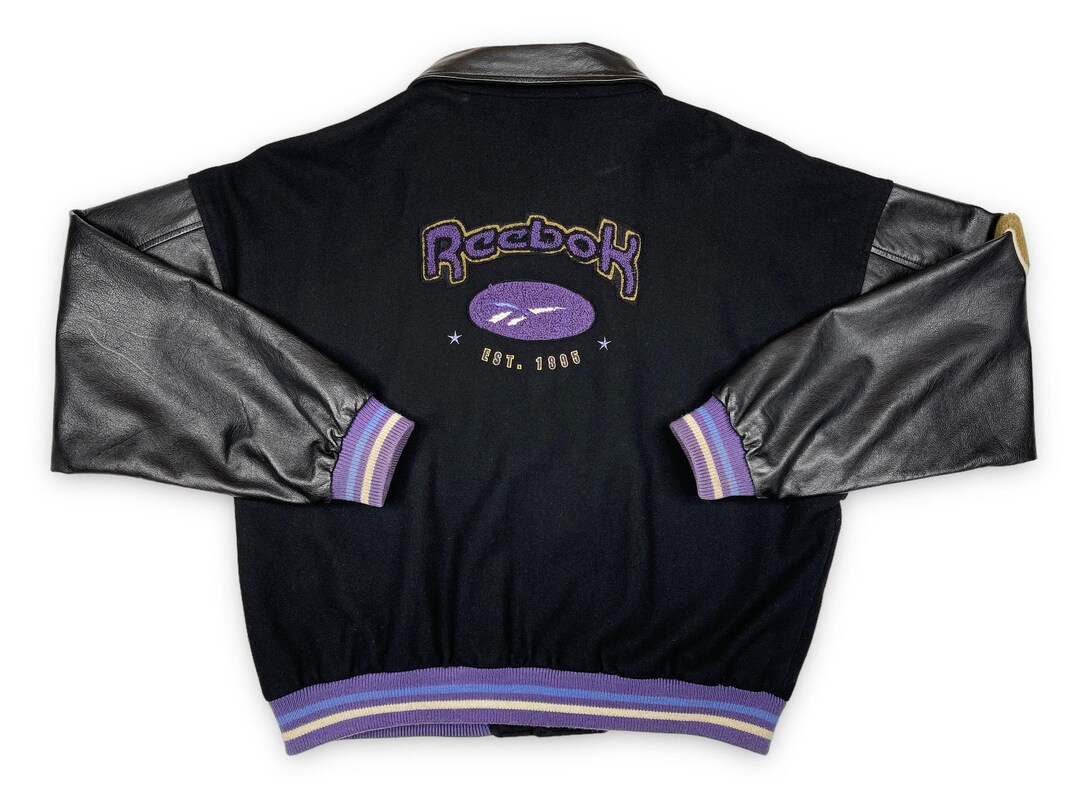 Vintage Reebok Jacket 90s Leather Wool Varsity R2 - Etsy