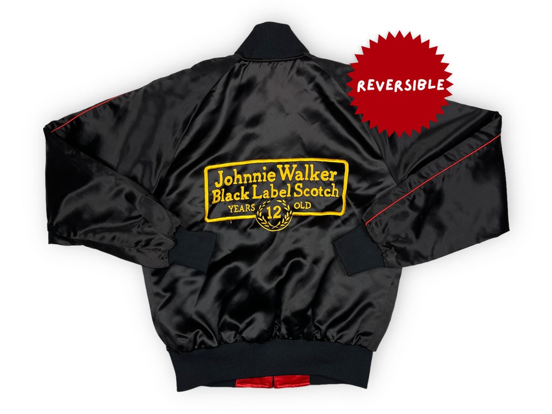 Vintage Johnnie Walker Jacket 80s Bomber Black Label Scotch Red ...