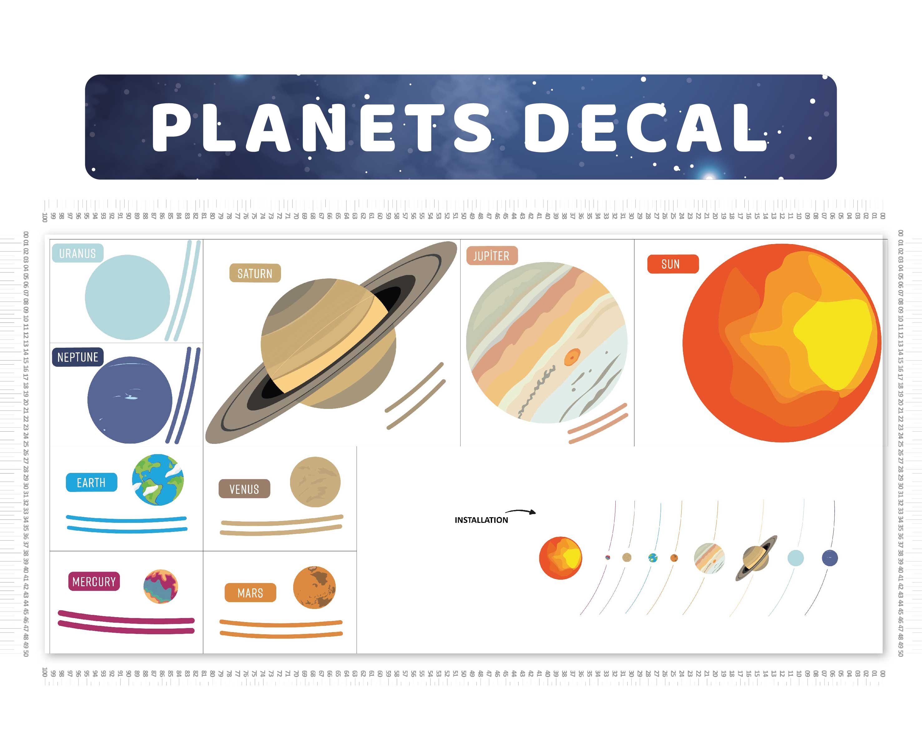 Planets Decal, Galaxy Decal, Space Wall Decal - Etsy