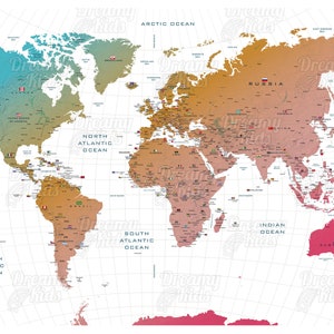 World Map Wallpaper Ramovable Map Wallpaper Peel and Stick - Etsy