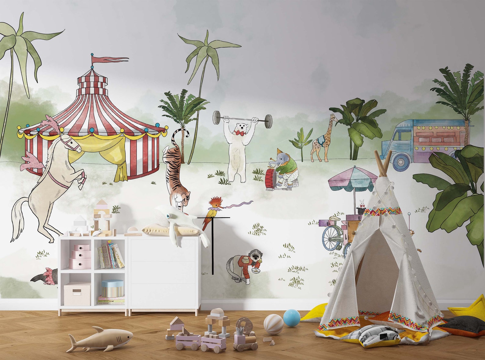 Circus Wallpaper Circus Wall Mural Kids Wallpaper Nursery - Etsy