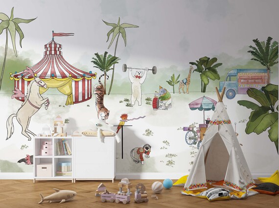 Circus Wallpaper Circus Wall Mural Kids Wallpaper Nursery - Etsy