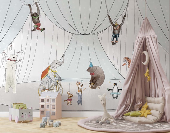 Circus Wall Mural Circus Wallpaper Kids Wallpaper Nursery - Etsy