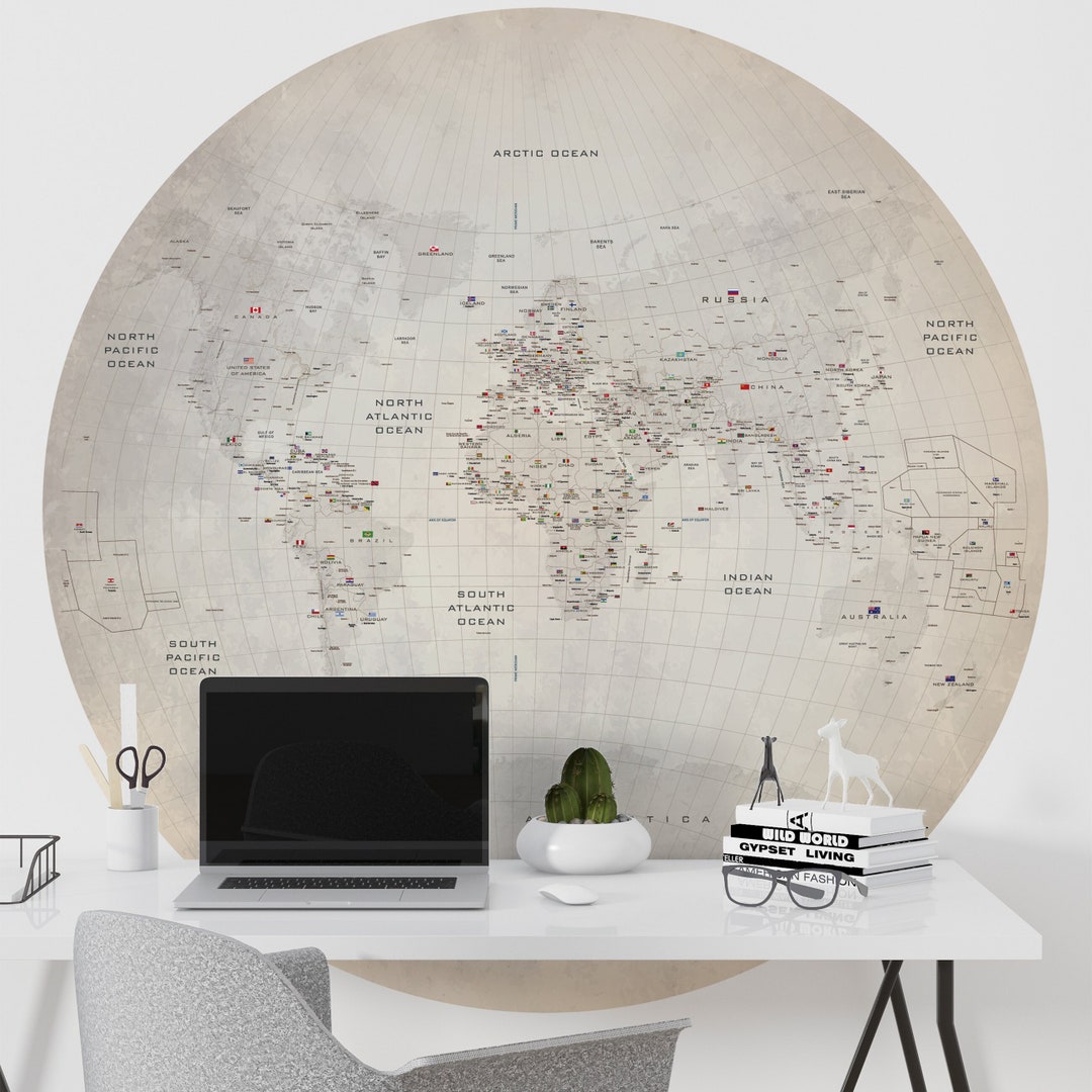 World Map Wallpaper, Peel Stick Removable World Map - Etsy