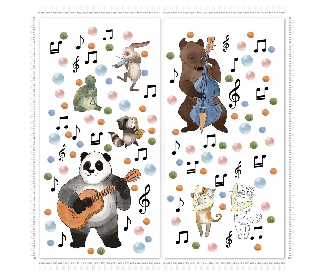 Musician Animals Wall Decal, Kids Wall Decal, Decal for Nursery, Decal ...