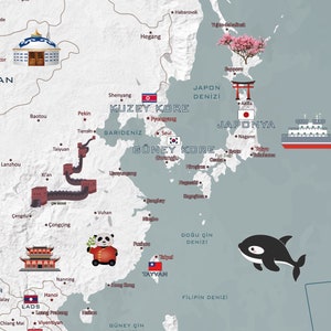 Kids World Map Gray World Map Wallpaper Nursery Wall Mural - Etsy