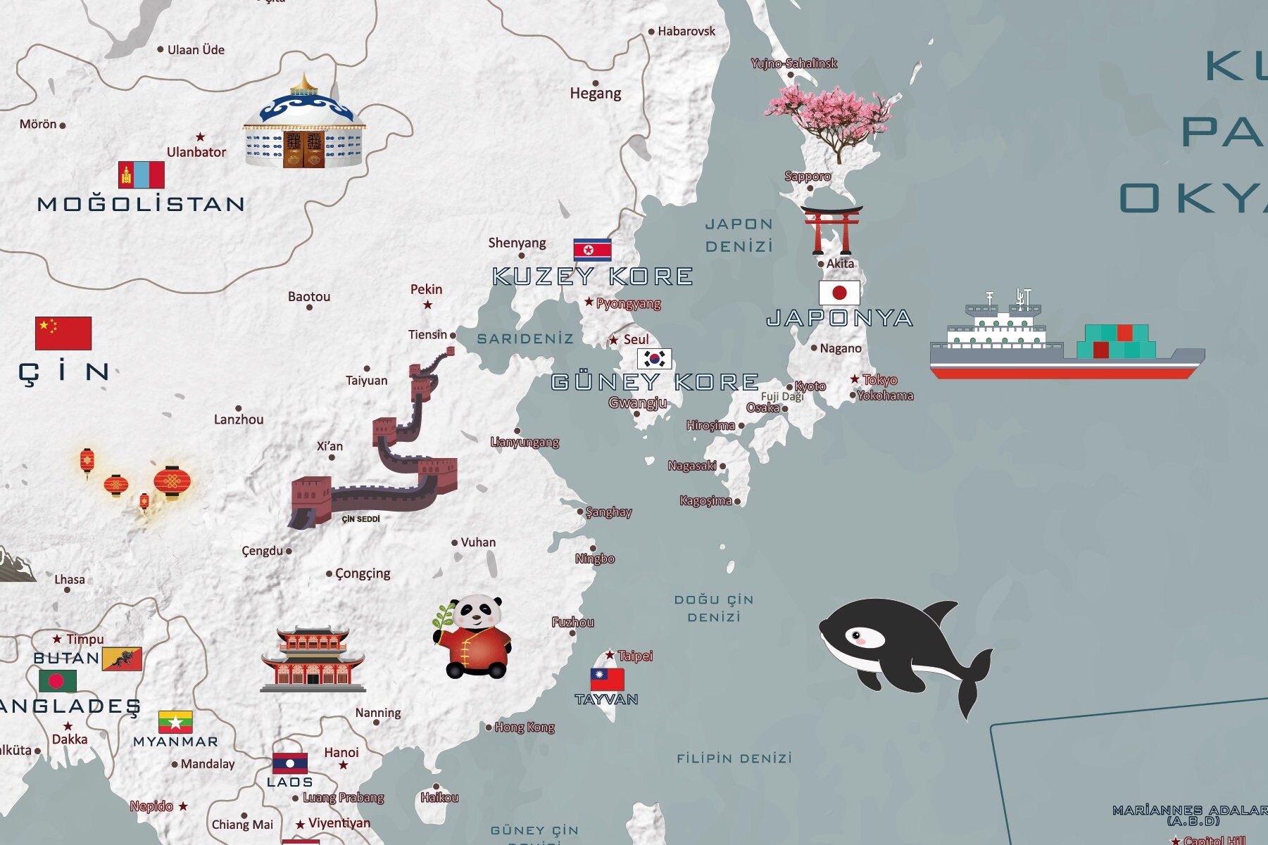 Kids World Map Gray World Map Wallpaper Nursery Wall Mural | Etsy