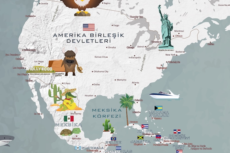 Kids World Map Gray World Map Wallpaper Nursery Wall Mural - Etsy