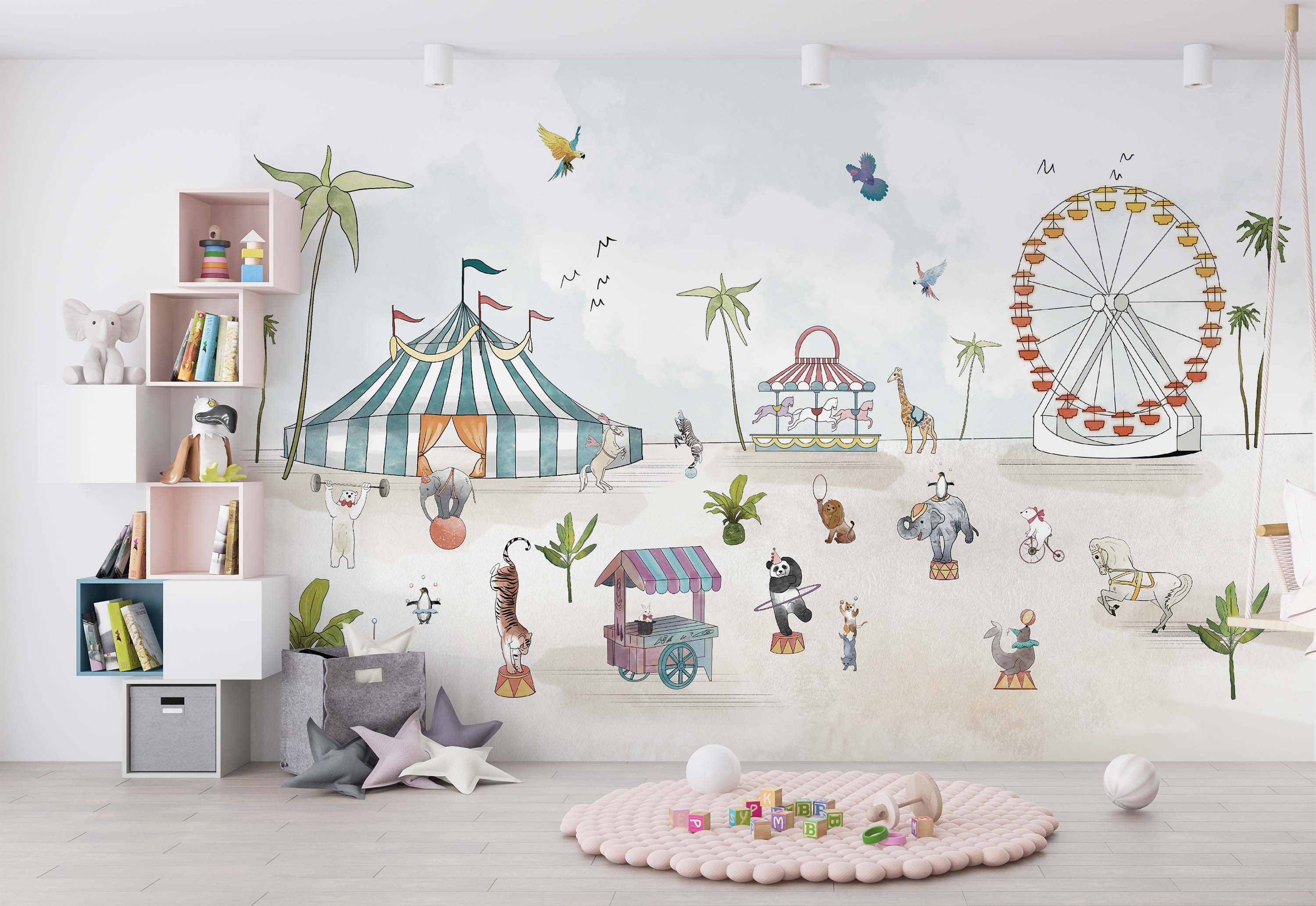 Circus Wallpaper Circus Wall Mural Kids Wallpaper Nursery - Etsy