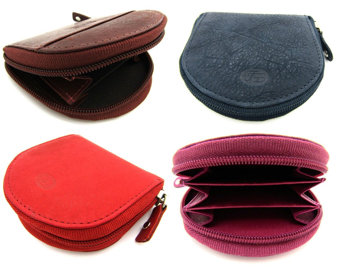 Unisex Real Premium Small Soft Leather Coin Pouch Zip Around Wallet ...