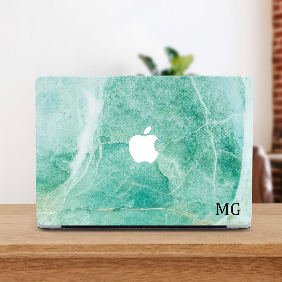 Turquoise Marble MacBook M4 Case With Initials MacBook Pro 16 Case ...