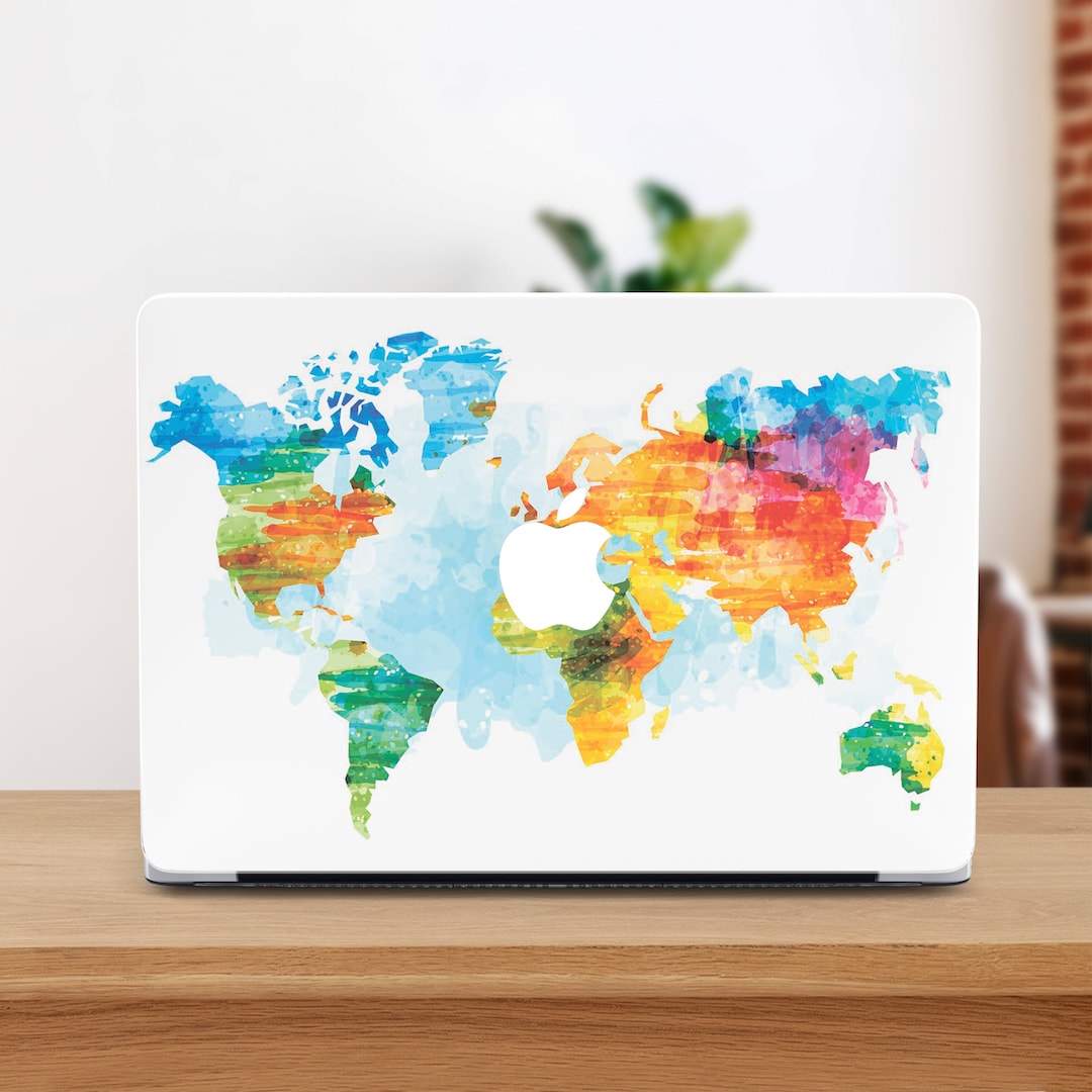 Colorful World Map MacBook Air M2 Case Watercolor Map MacBook Pro 13 ...