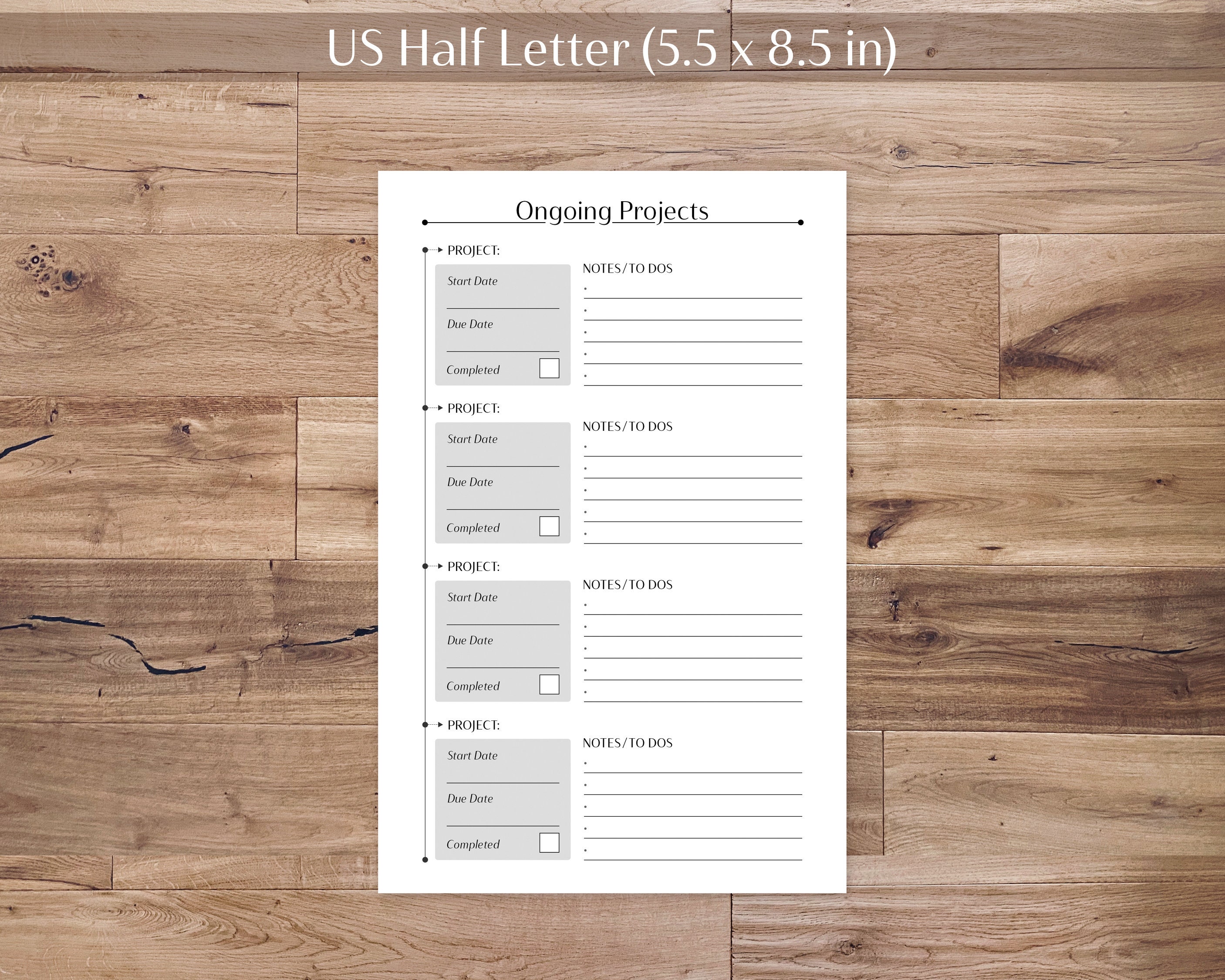 Ongoing Projects Printable | A4 A5 US Letter US Half Letter | Project ...