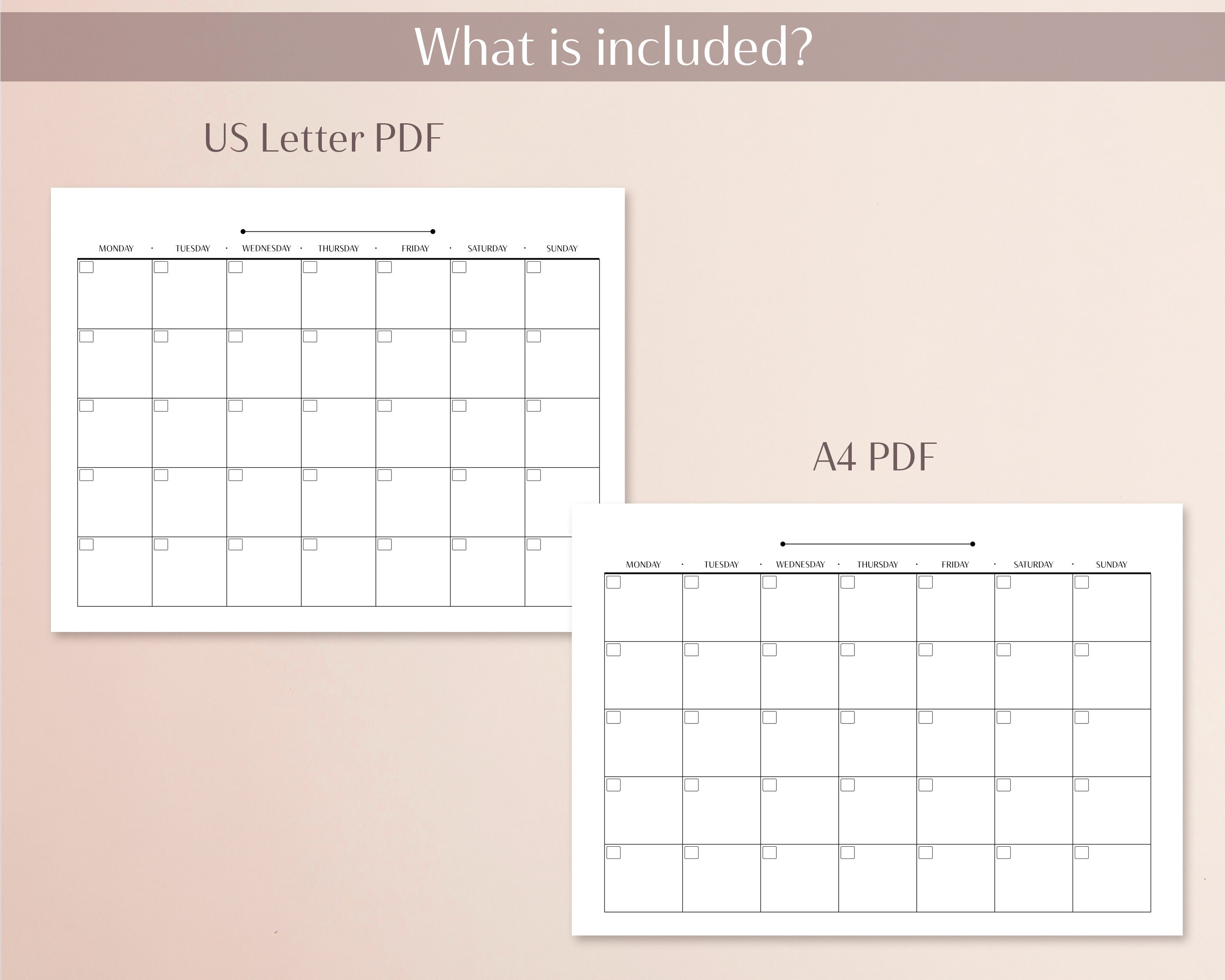 Undated Monthly Planner Printable | A4 US Letter | Monthly Schedule ...