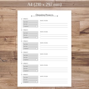 Ongoing Projects Printable | A4 A5 US Letter US Half Letter | Project ...