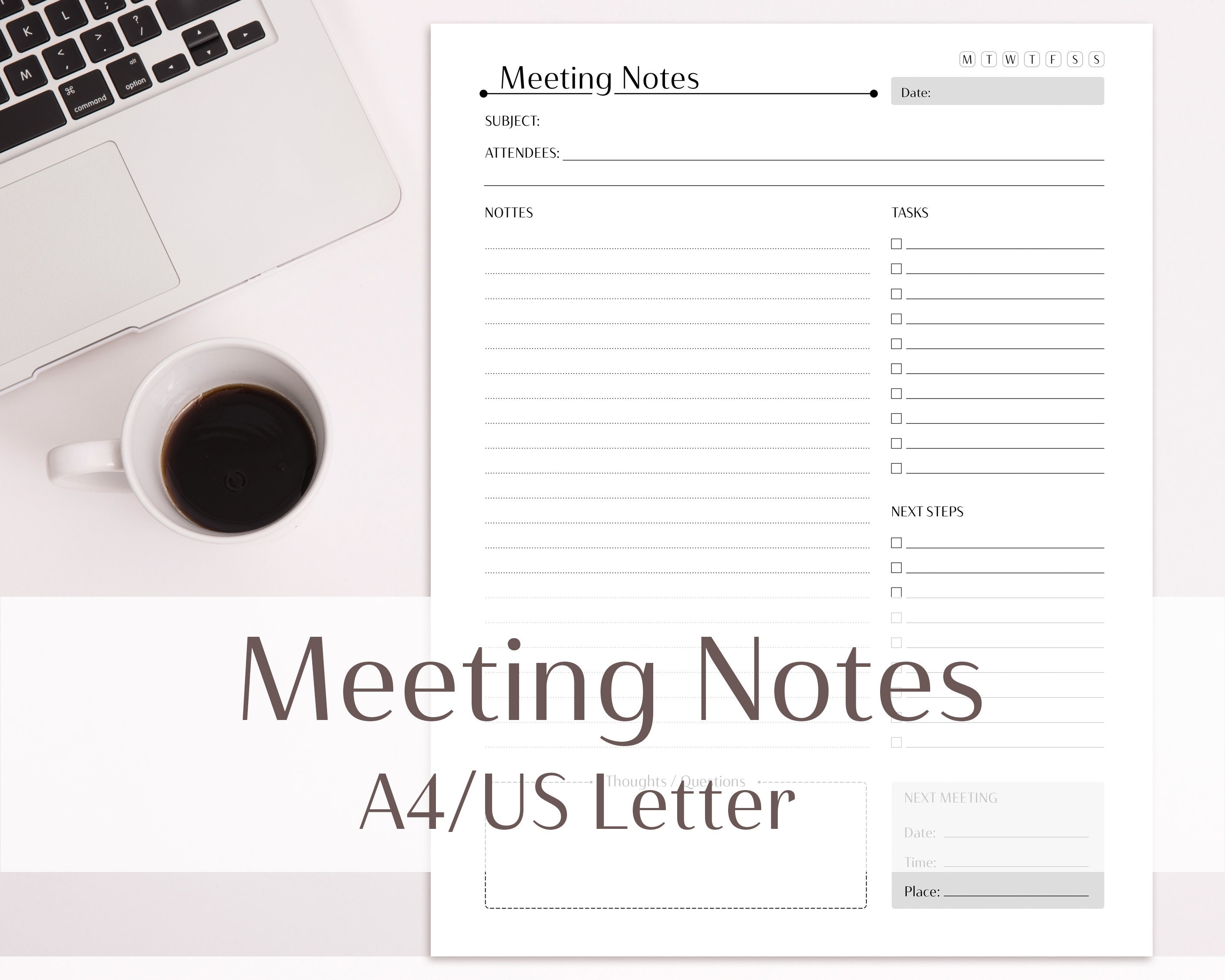 Meeting Notes Printable A4 / US Letter Work Meeting Planner - Etsy