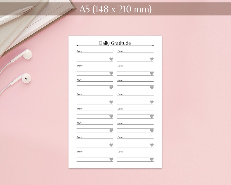 Gratitude Journal Printable | US Letter Halfletter A4 A5 | 30-day ...