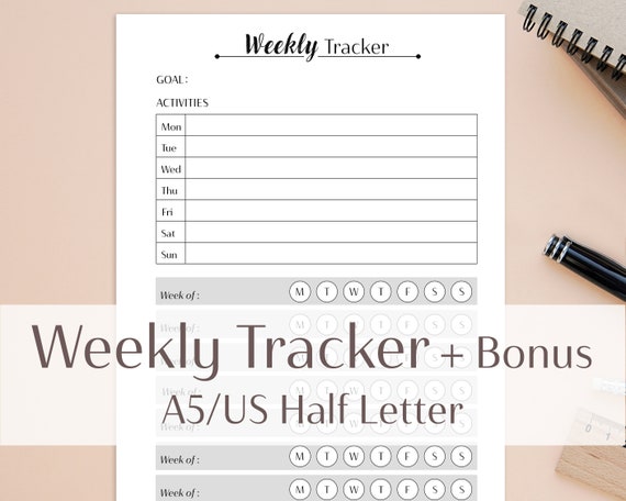 Weekly Tracker Printable A5 / US Half Letter Weekly TO DO | Etsy
