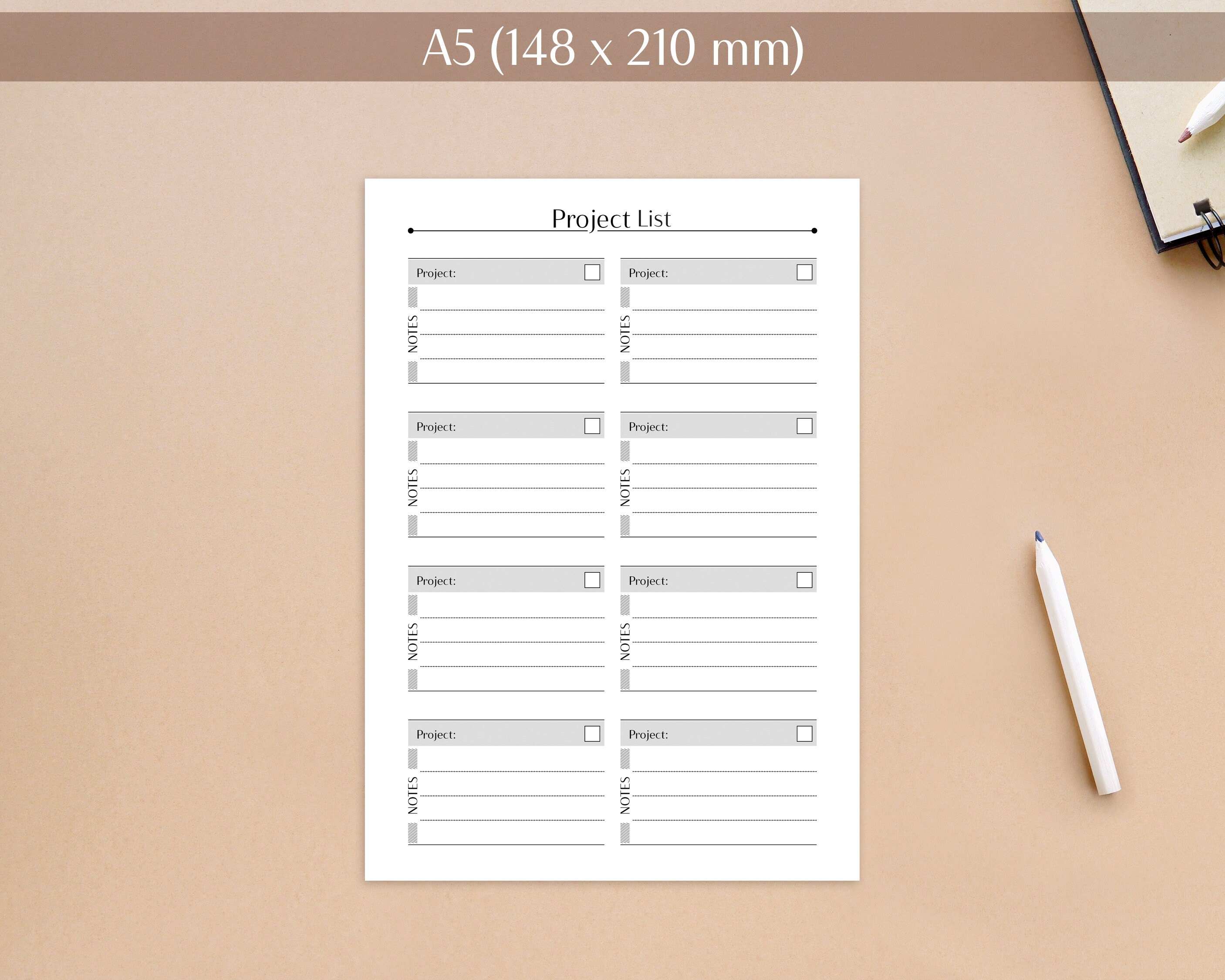 Project List Printable A4/A5/US Letter/us Half Letter Work - Etsy Finland