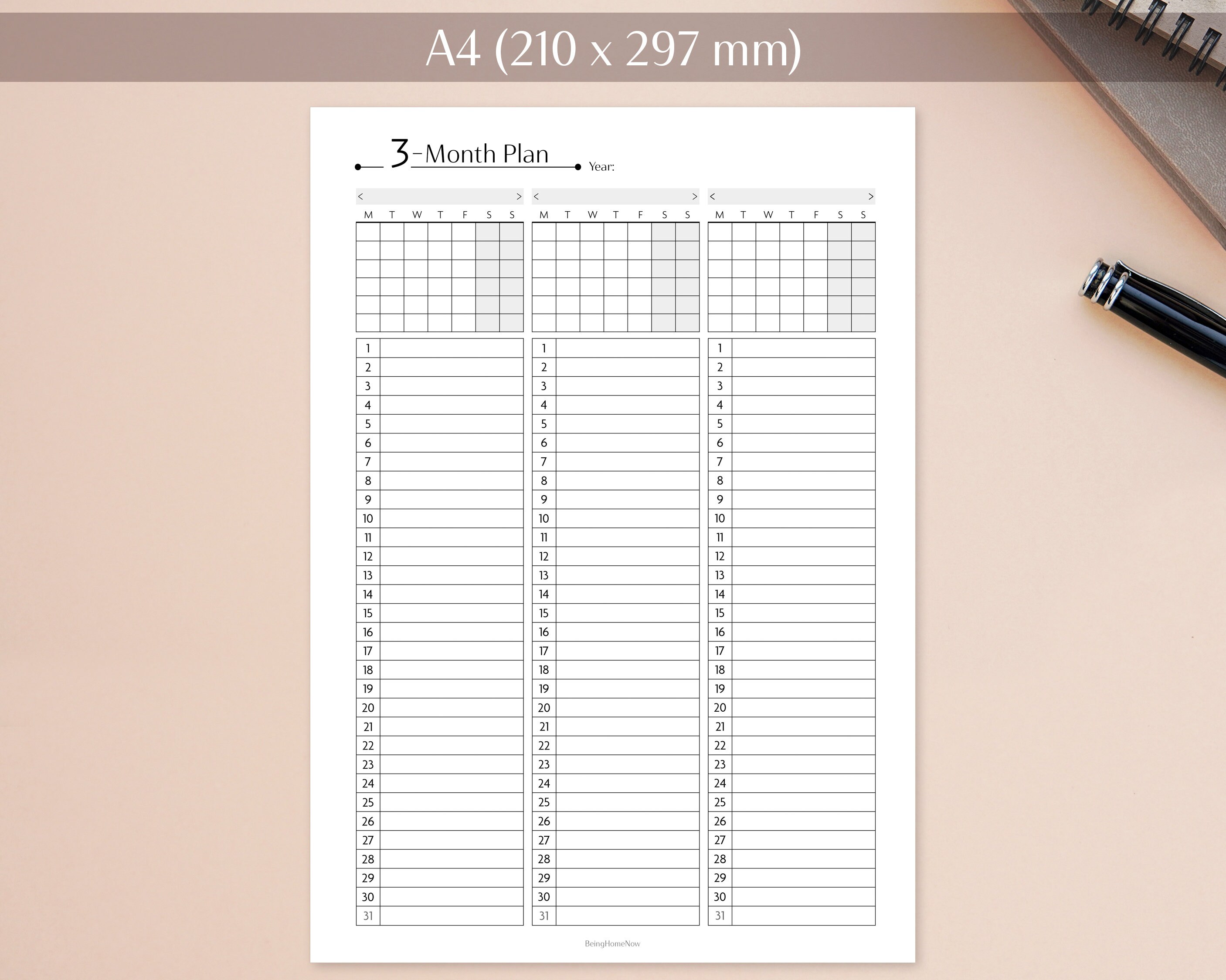 3-month Plan Printable | Monthly Project | A4 US Letter | Monthly to ...