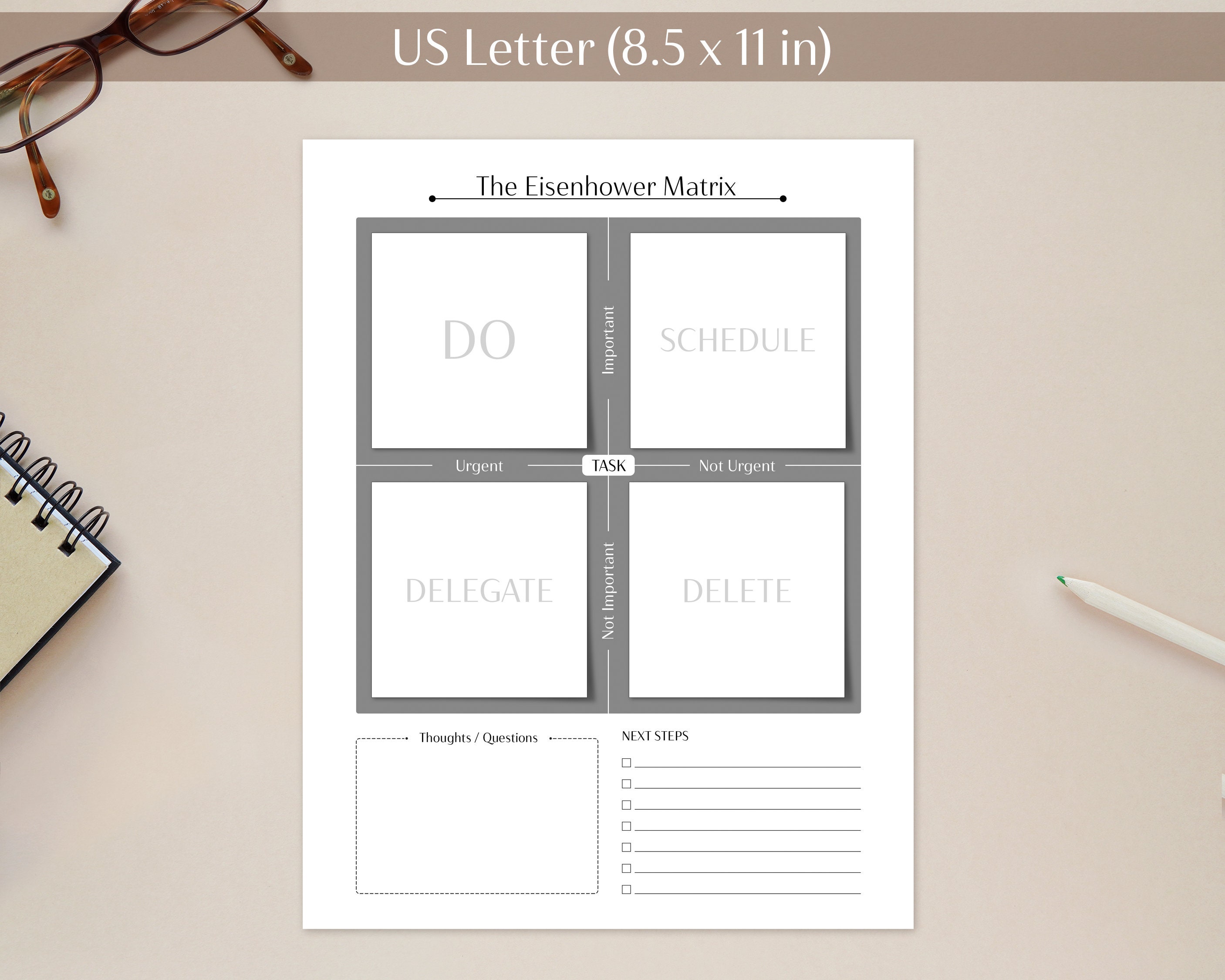 Prioritization Matrix | A4 US Letter | Eisenhower Matrix | Task Planner ...