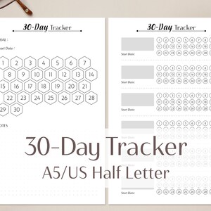 30 Day Tracker Printable A5 / US Half Letter 30 Day - Etsy