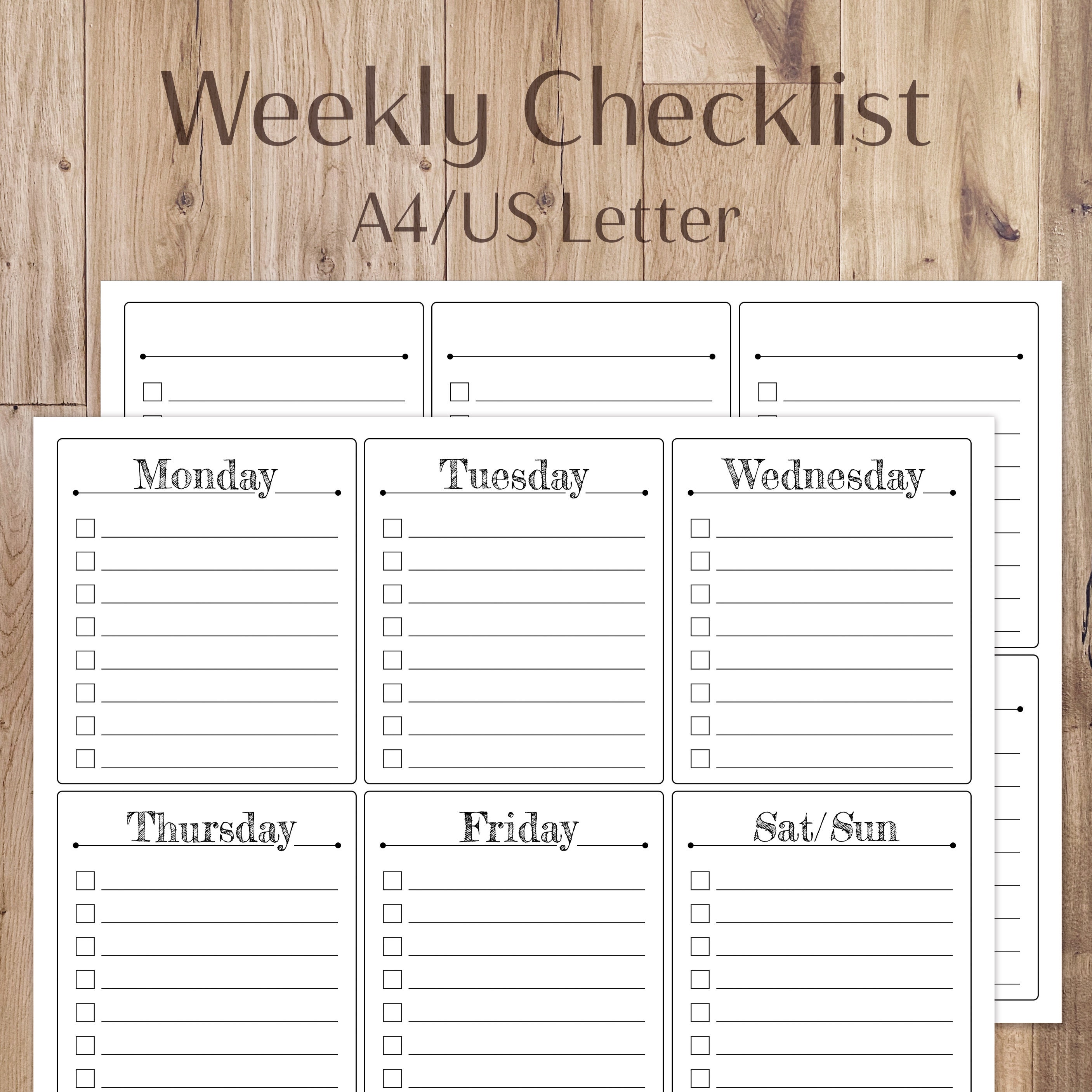 Weekly Checklist Printable US Letter A4 Weekly to Dos Home Planner ...