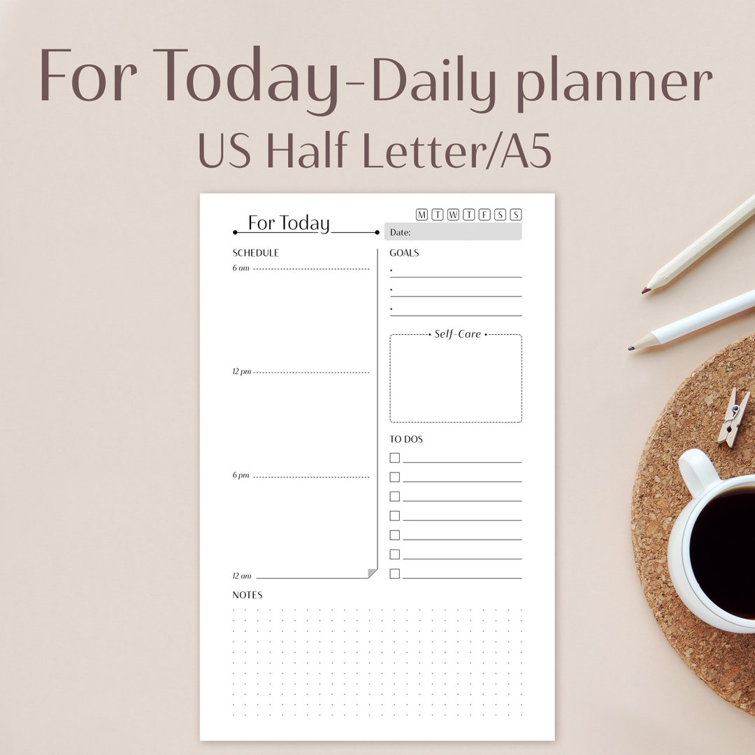 For Today - Daily Planner Printable | A5 US Half Letter | Daily ...