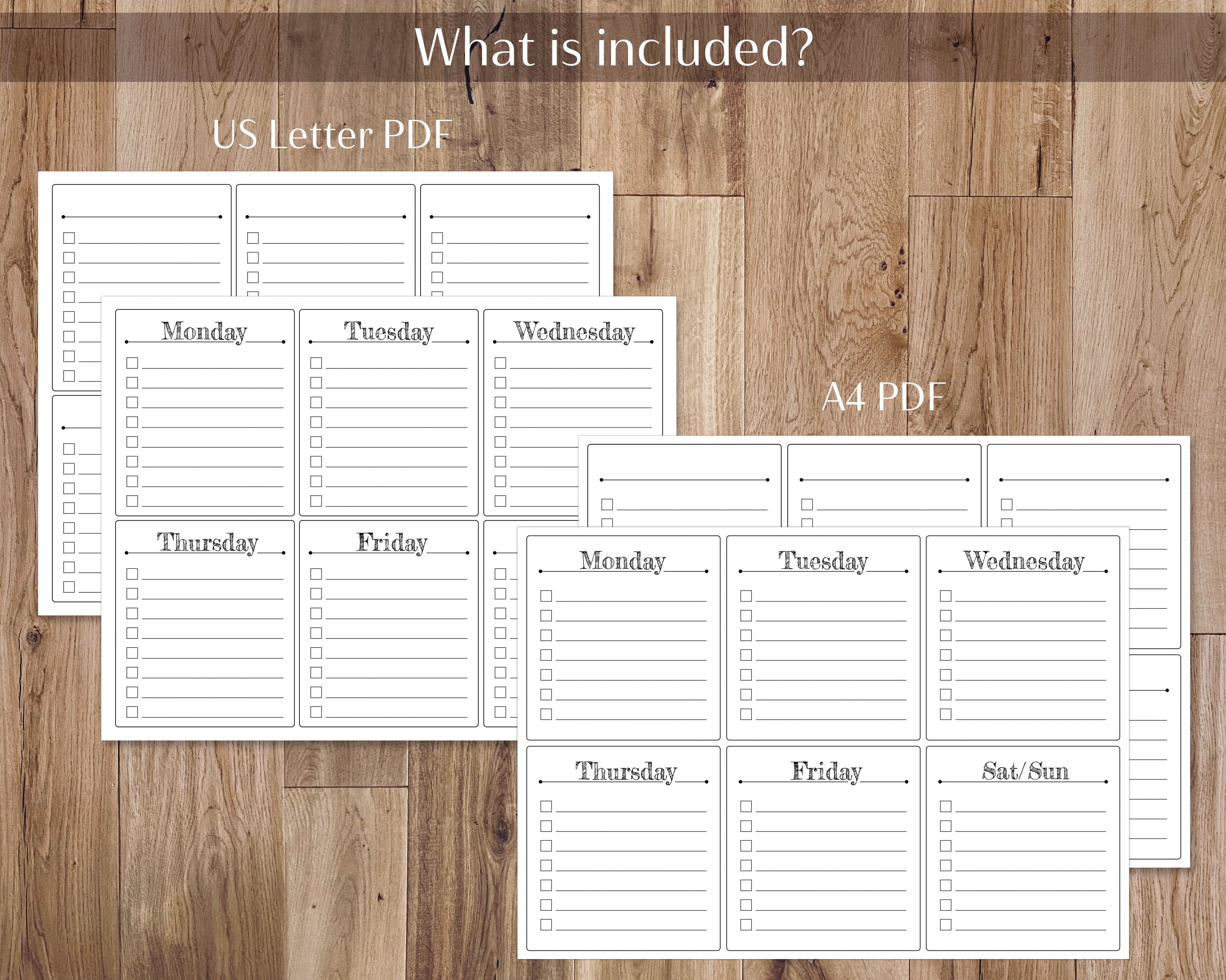 Weekly Checklist Printable US Letter A4 Weekly to Dos Home Planner ...