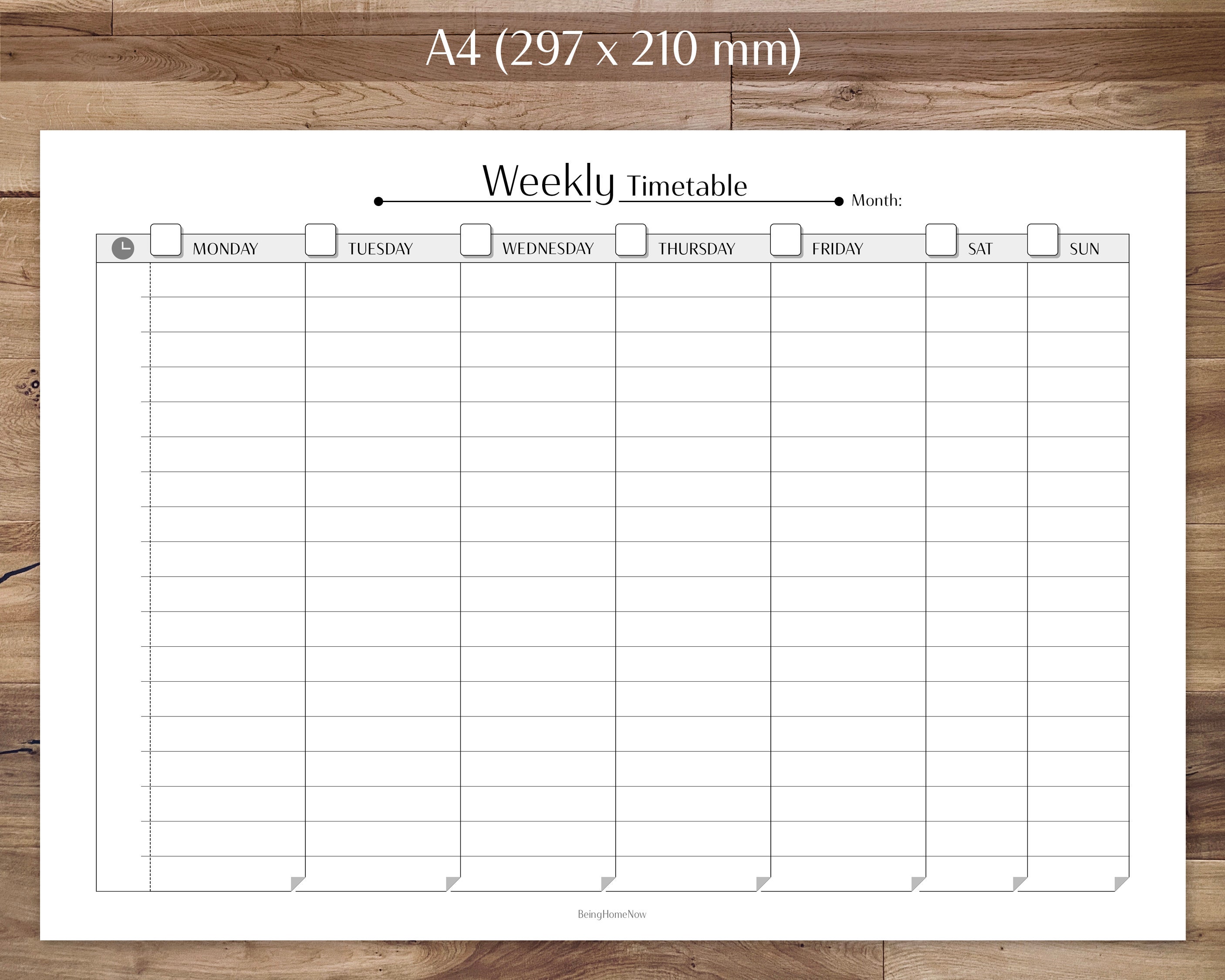 Weekly Timetable Printable | Weekly Schedule | Hourly Planner | Time ...