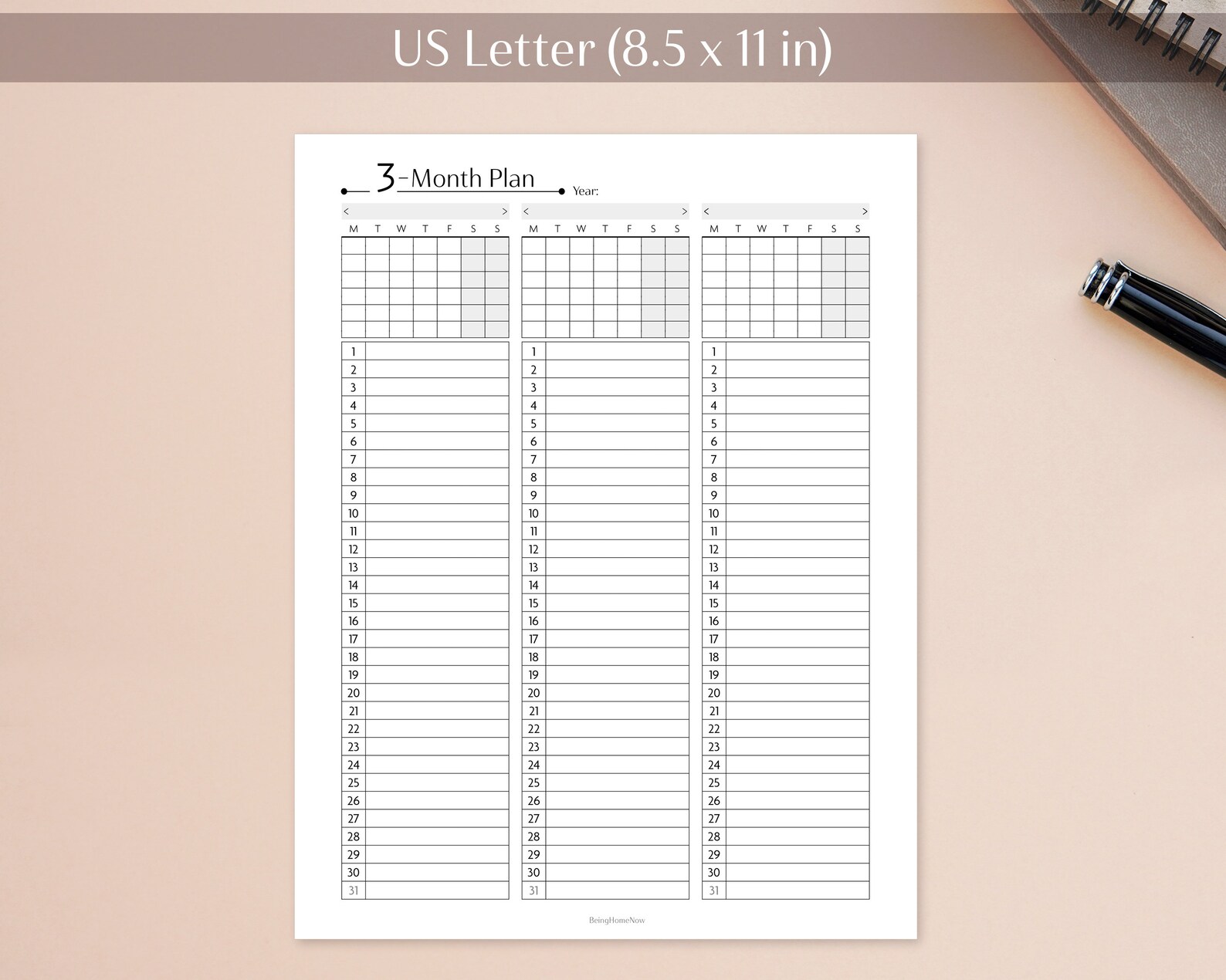 3-month Plan Printable | Monthly Project | A4 US Letter | Monthly to ...
