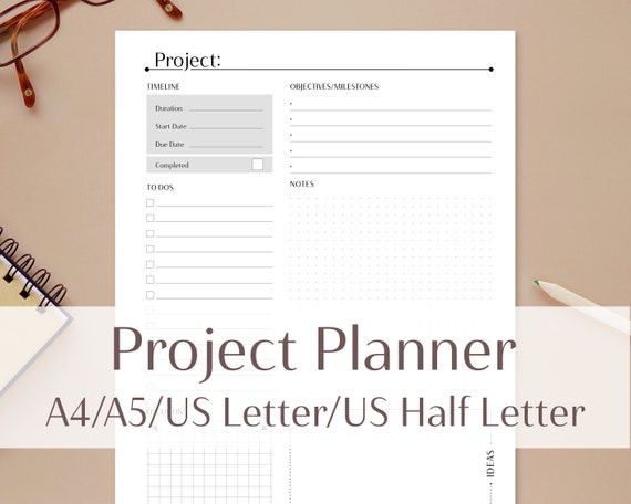 Project Planner Printable A4 A5 US Letter US Half Letter | Etsy