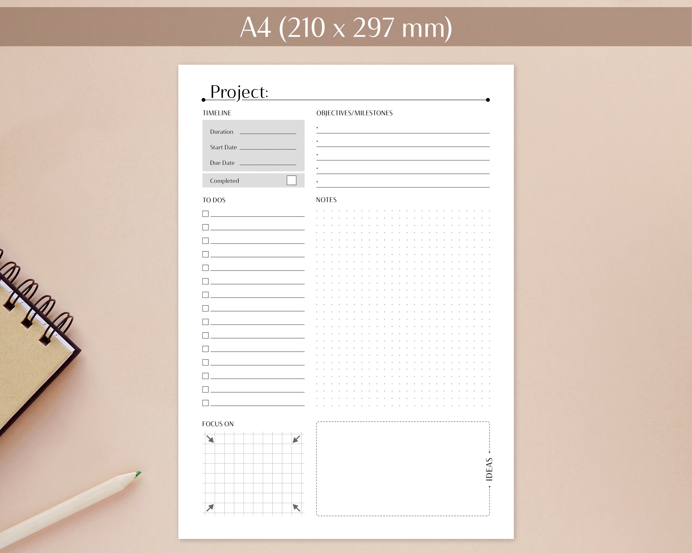 Project Planner Printable | A4 A5 US Letter Half Letter | Productivity ...