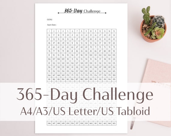 365 Day Challenge Printable A3 / A4 / US Tabloid / US Letter - Etsy