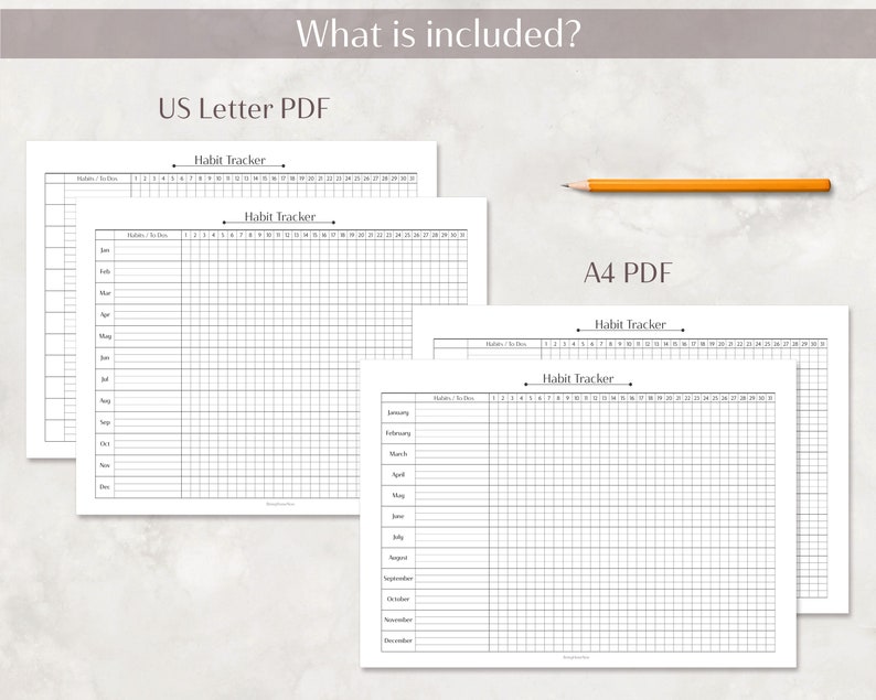 12 Month Habit Tracker Printable A4 US Letter 365 Day - Etsy