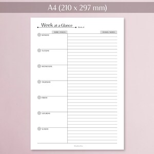 Week at a Glance Printable | A4 A5 US Letter US Half Letter | Weekly ...