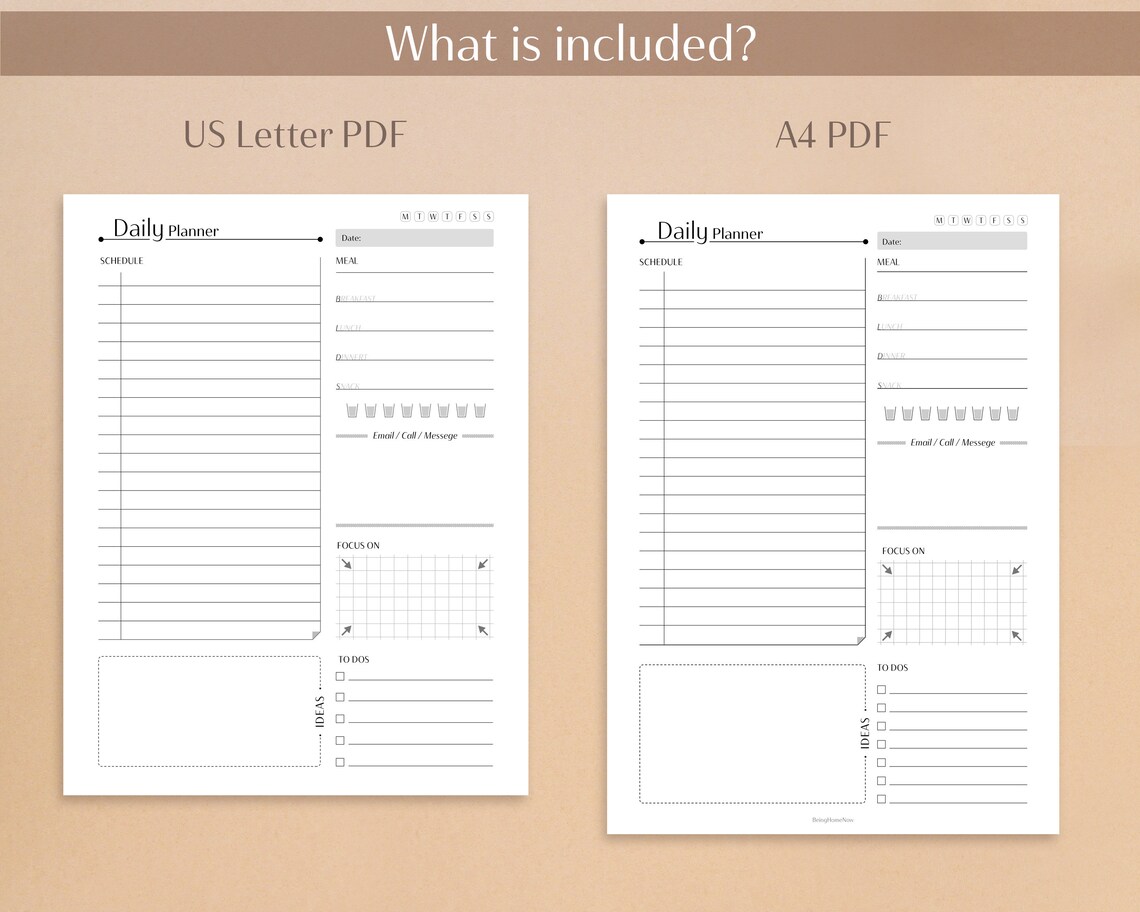 Daily Planner Printable A4 A5 US Letter US Half Letter to - Etsy
