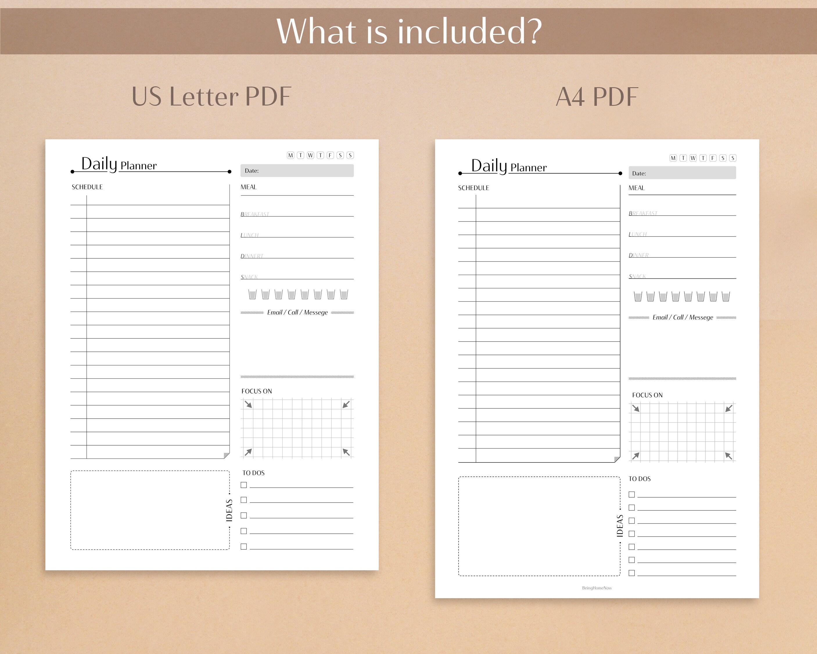 Daily Planner Printable A4 A5 US Letter US Half Letter to - Etsy