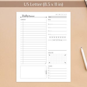 Daily Planner Printable | A4 A5 US Letter US Half Letter | to Do List ...
