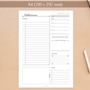 Daily Planner Printable | A4 A5 US Letter US Half Letter | to Do List ...