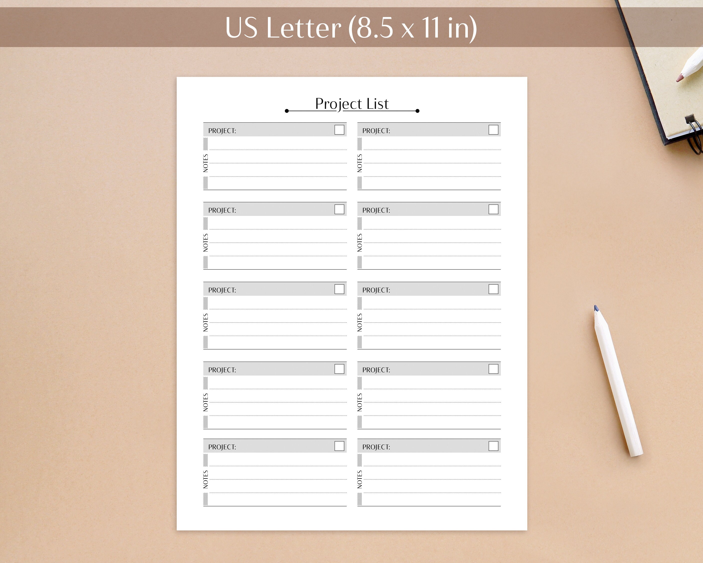 Project List Printable A4/A5/US Letter/us Half Letter Work - Etsy Finland
