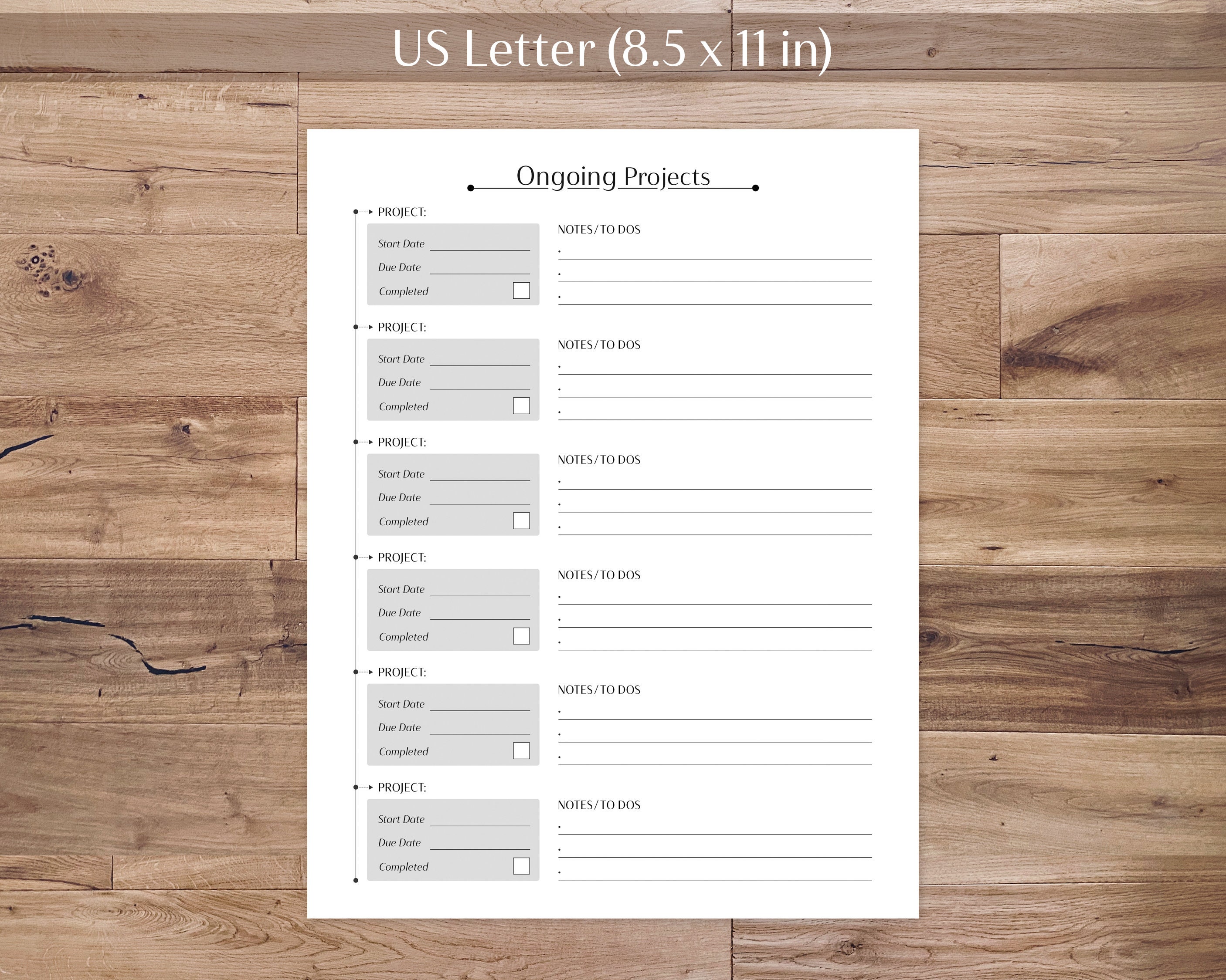Ongoing Projects Printable | A4 A5 US Letter US Half Letter | Project ...