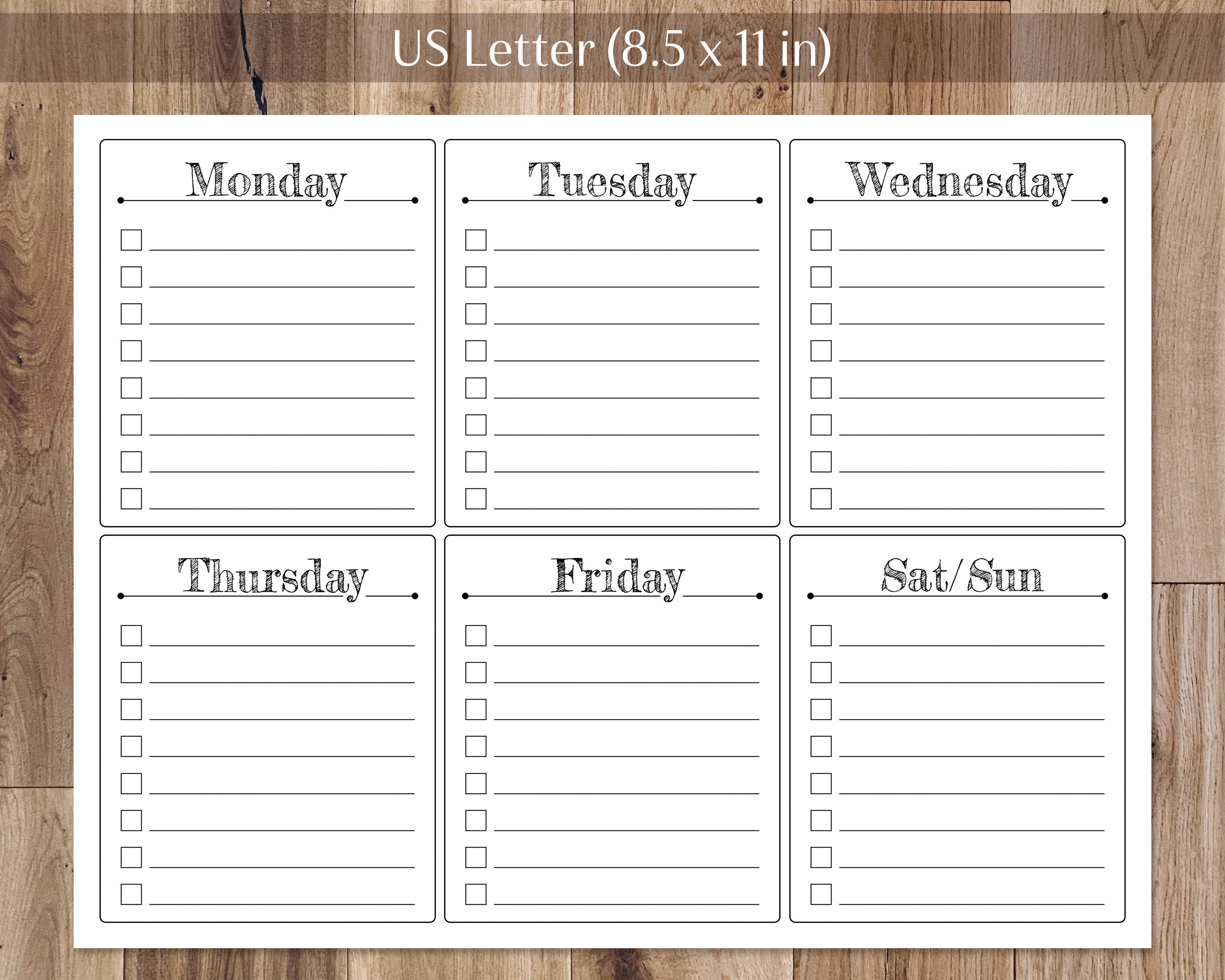 Weekly Checklist Printable US Letter A4 Weekly to Dos Home Planner ...