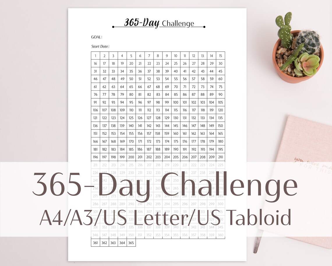 365 Day Challenge Printable / A3 A4 US Tabloid US Letter / - Etsy
