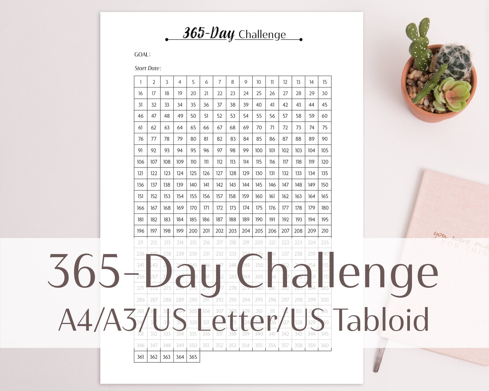 365 Day Challenge Printable / A3 A4 US Tabloid US Letter / - Etsy